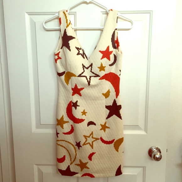 Dresses | Funky Stars Moons Night Sky Dress In Offwhite | Poshmark